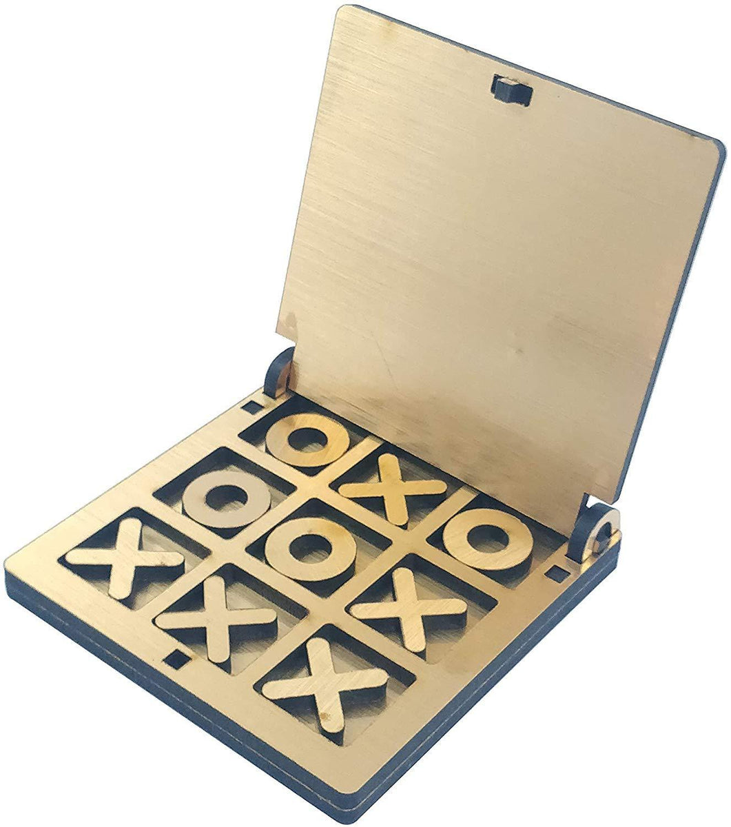 Wooden Tic Tac Toe Portable puzzle Game for Kids and Adults Golden ...